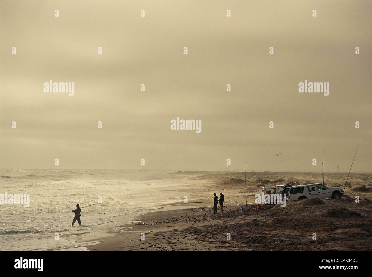 Anglers at the Skeleton Coast at Torrabaai, Namibia. (Undated picture ...
