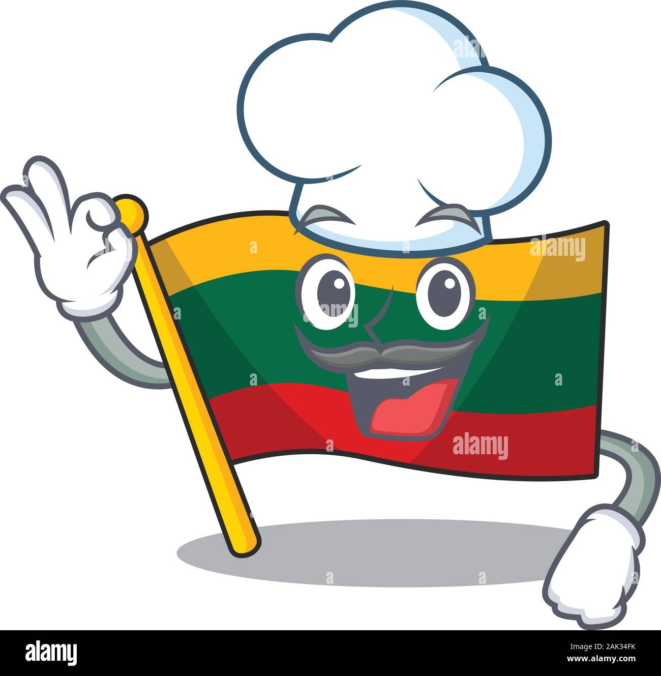 Flag lithuania cartoon character wearing costume of chef and white hat ...