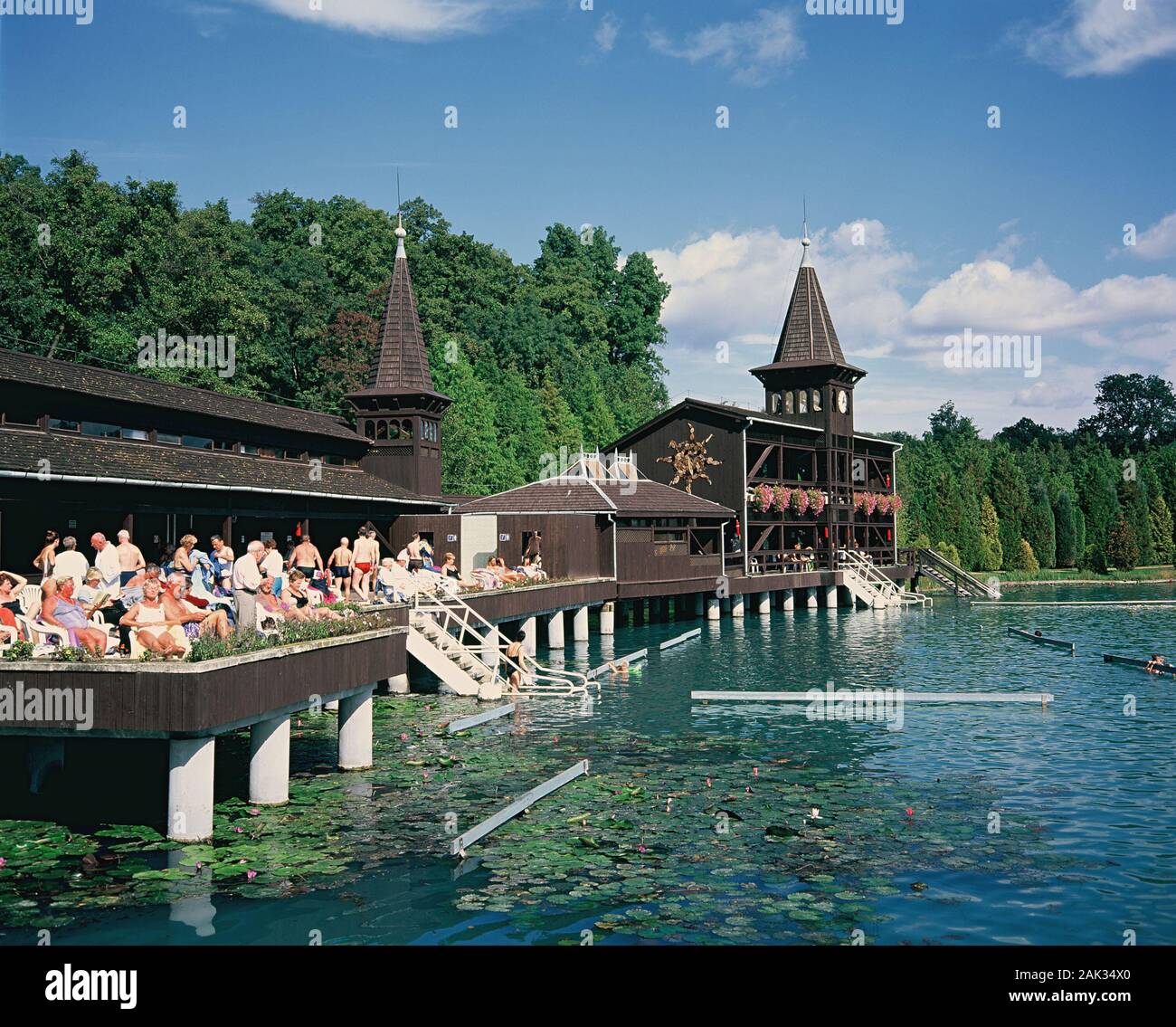 The thermal lake in the spa town Heviz, Hungary, is the world's biggest ...