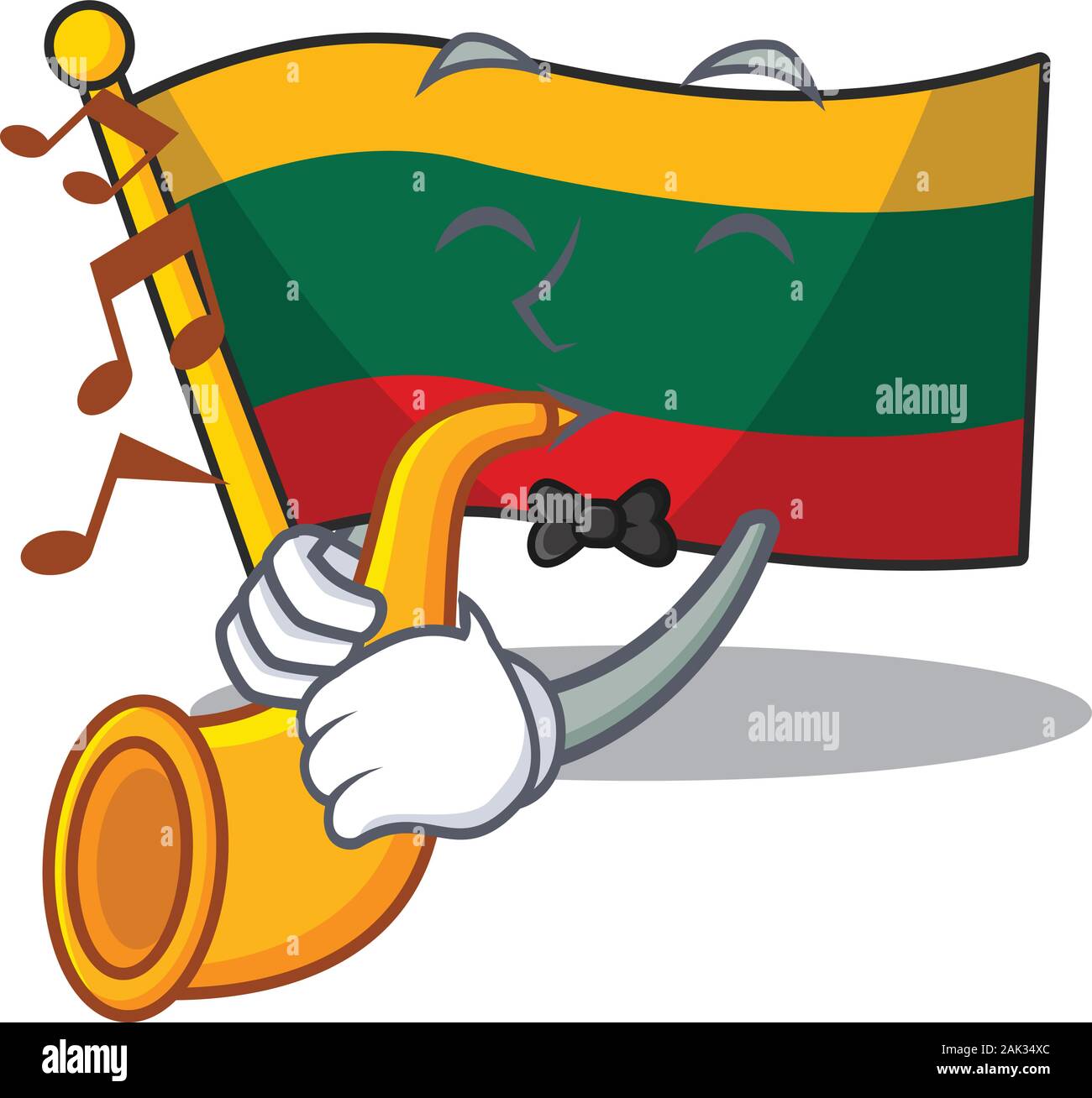 cartoon character style of flag lithuania performance with trumpet ...