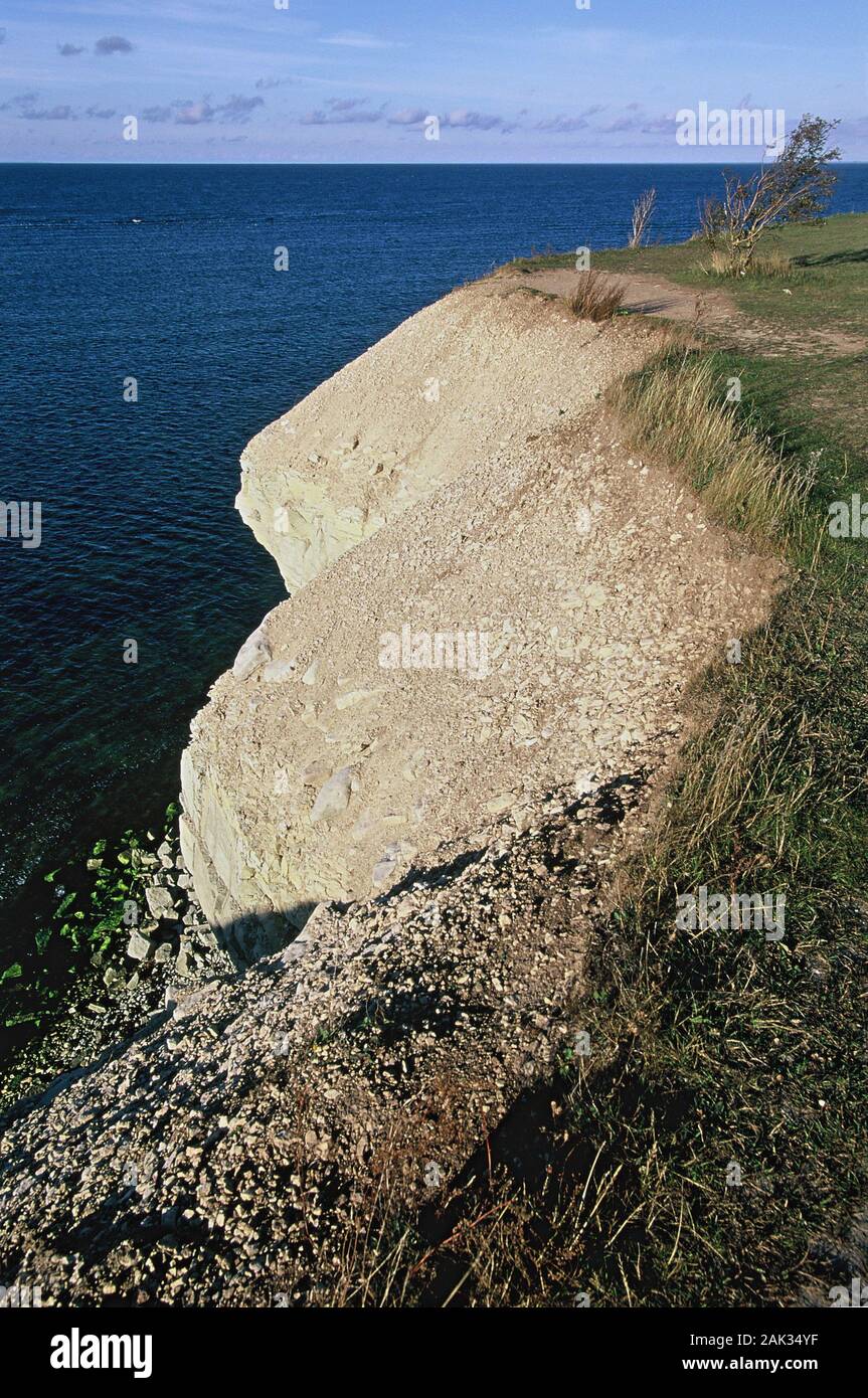 View of the cliff line in the North of the island Saaremaa, Estonia ...