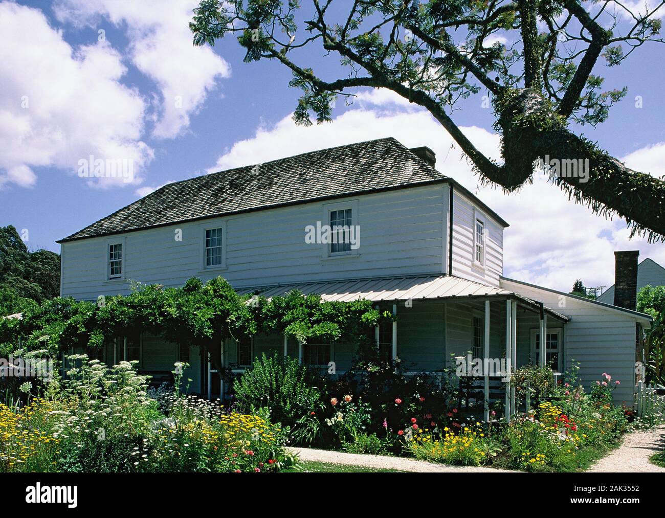 Surrounded by subtropical plants is the Kemp House in Kerikeri. The ...