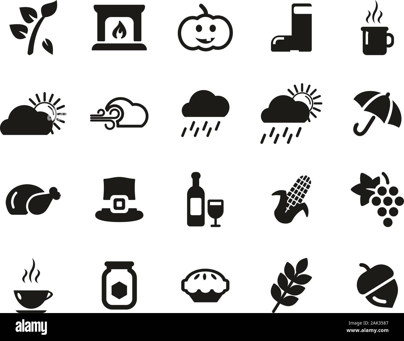 Autumn Or Fall Icons Black & White Set Big Stock Vector Image & Art - Alamy