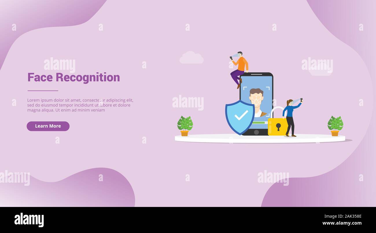 face recognition technology concept for website template or landing ...