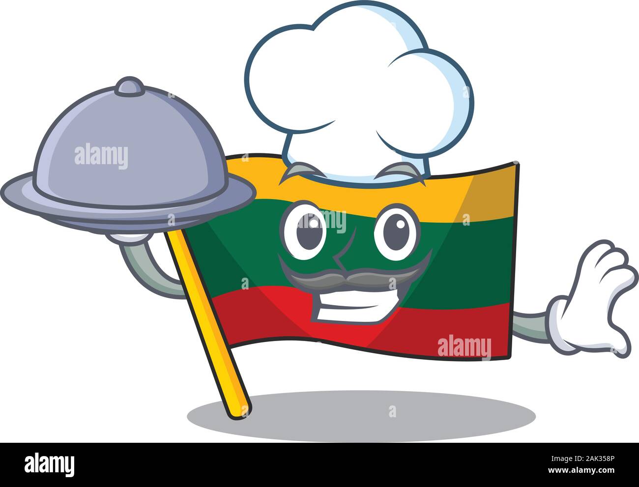 cartoon design of flag lithuania as a Chef having food on tray Stock ...