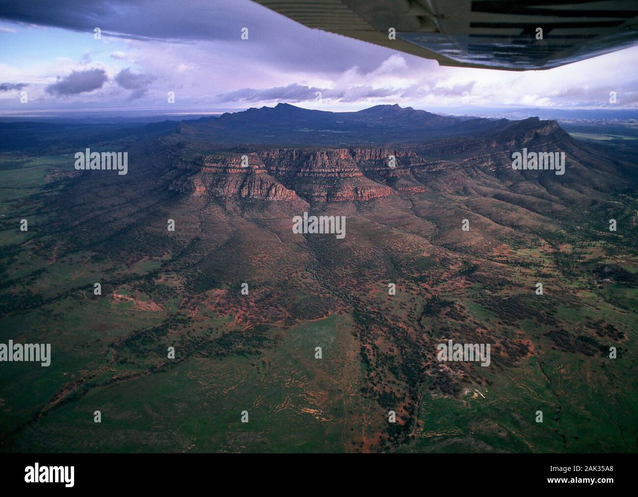 Bird's eye view of Wilpena Pound, a rock basin within the Flinders ...