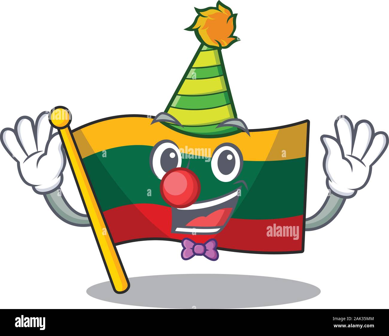 Funny Clown flag lithuania cartoon character mascot design Stock Vector ...