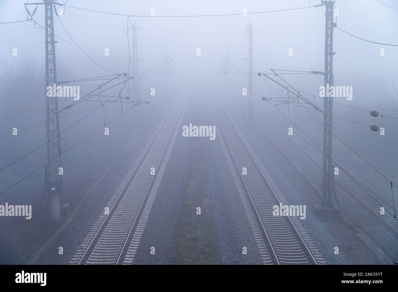 Train in german fog hi-res stock photography and images - Alamy
