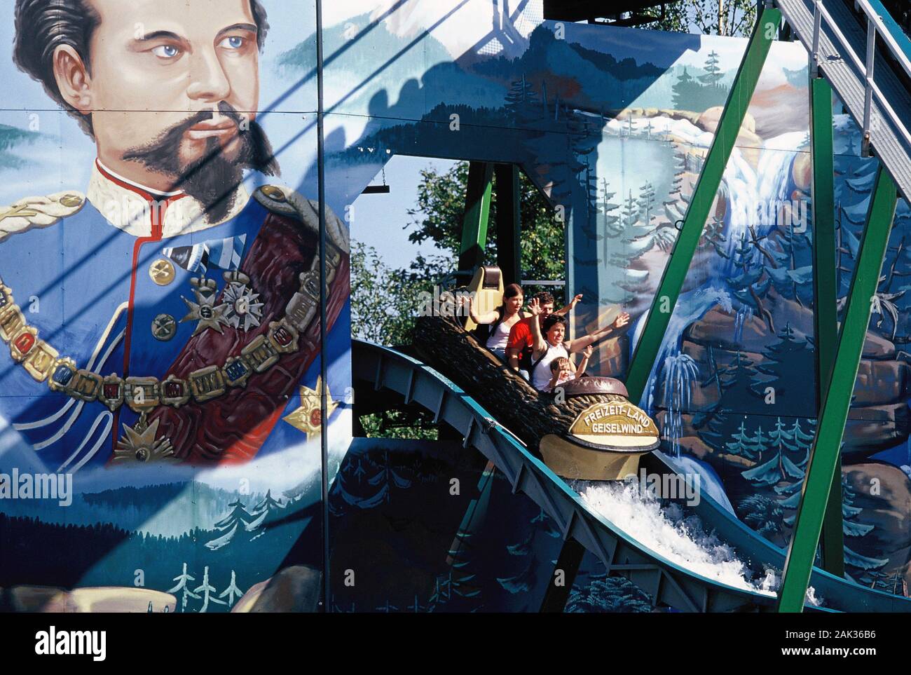 View of a whitewater slide in the leisure park in Geiselwind (Bavaria ...