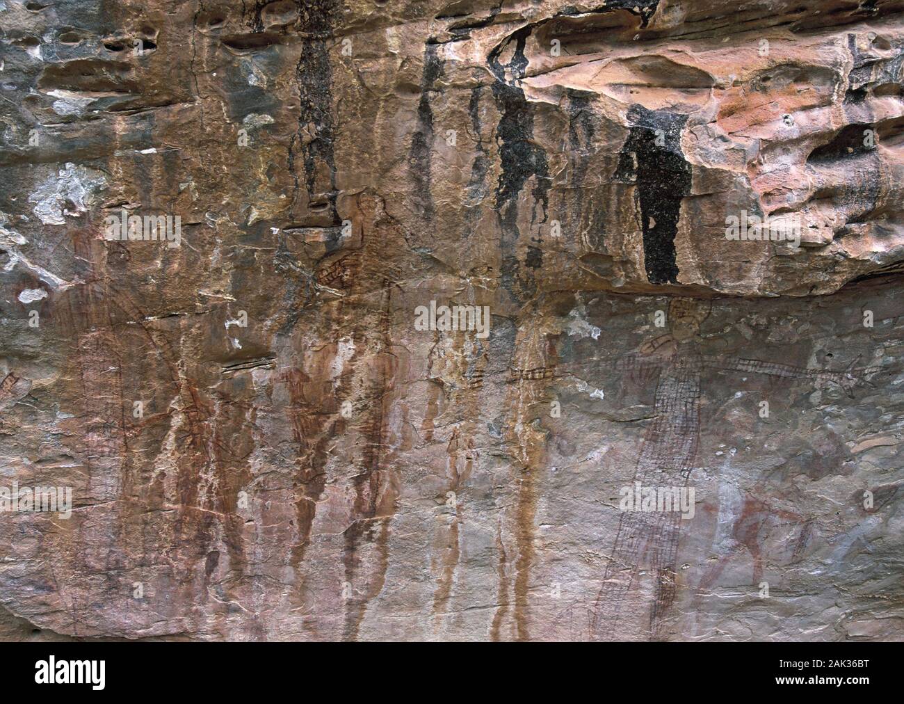 View of prehistoric rock paintings, the so called Quinkan Aboriginal ...