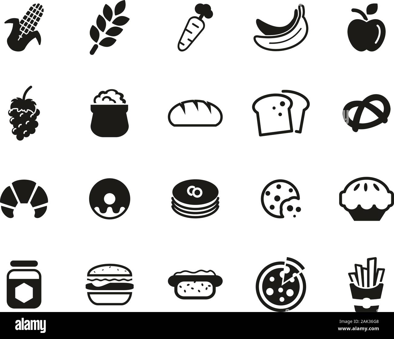 Carbohydrate Food Icons Black & White Set Big Stock Vector Image & Art ...