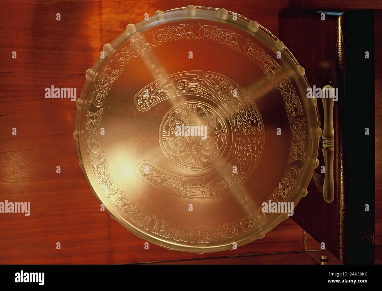 Celtic patterns decorate a glass artwork in the Waterford Crystal ...