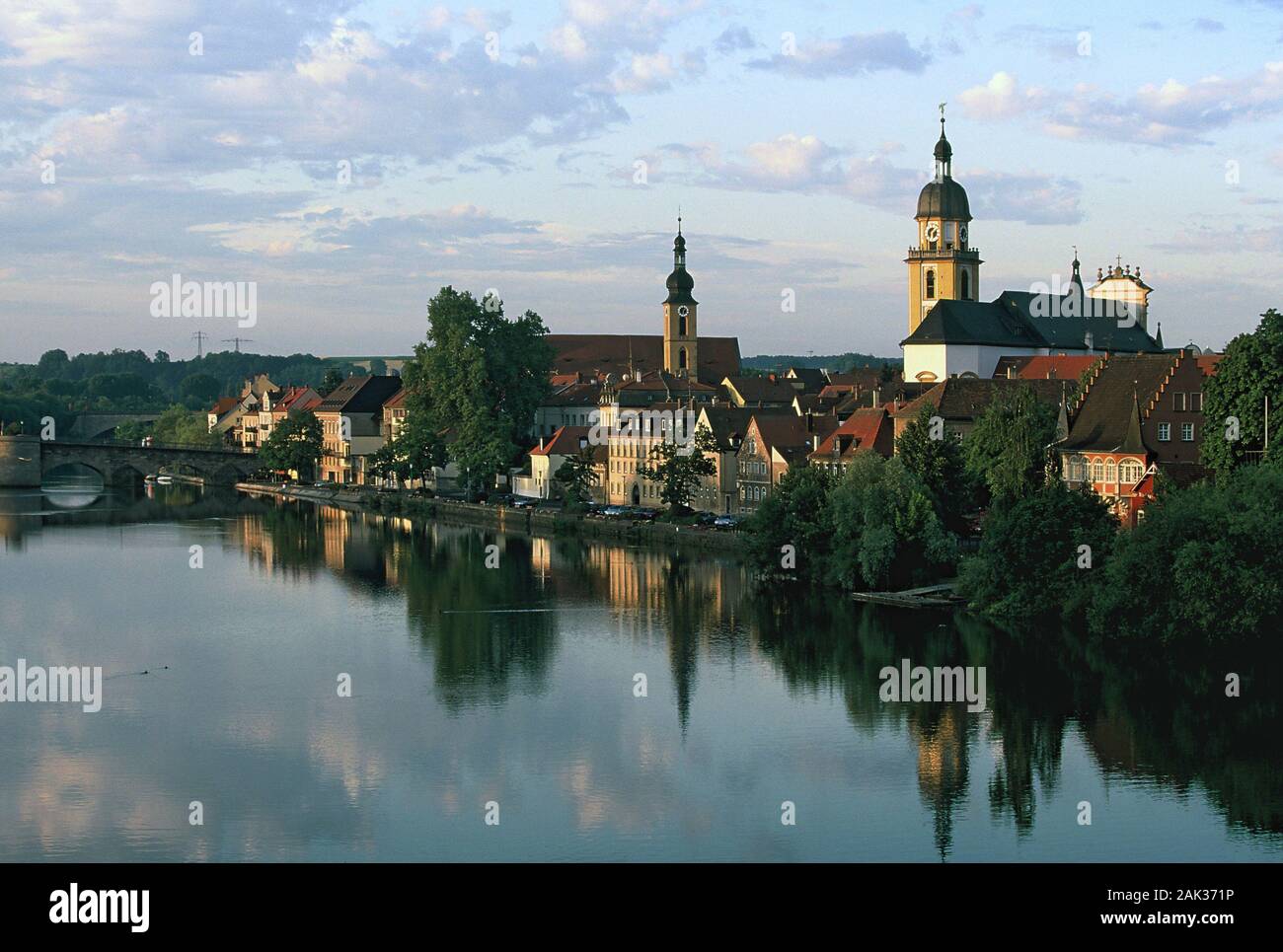 View of the town Kitzingen and the river Main in Bavaria, Germany ...