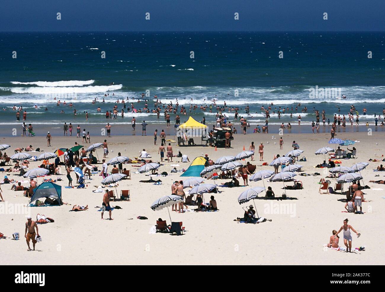 Holidaymaker on a beach on the Gold Coast, a holiday region in ...