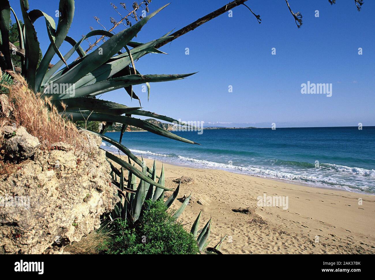 View of the Lassi Beach near the capital city Argostoli on the island ...