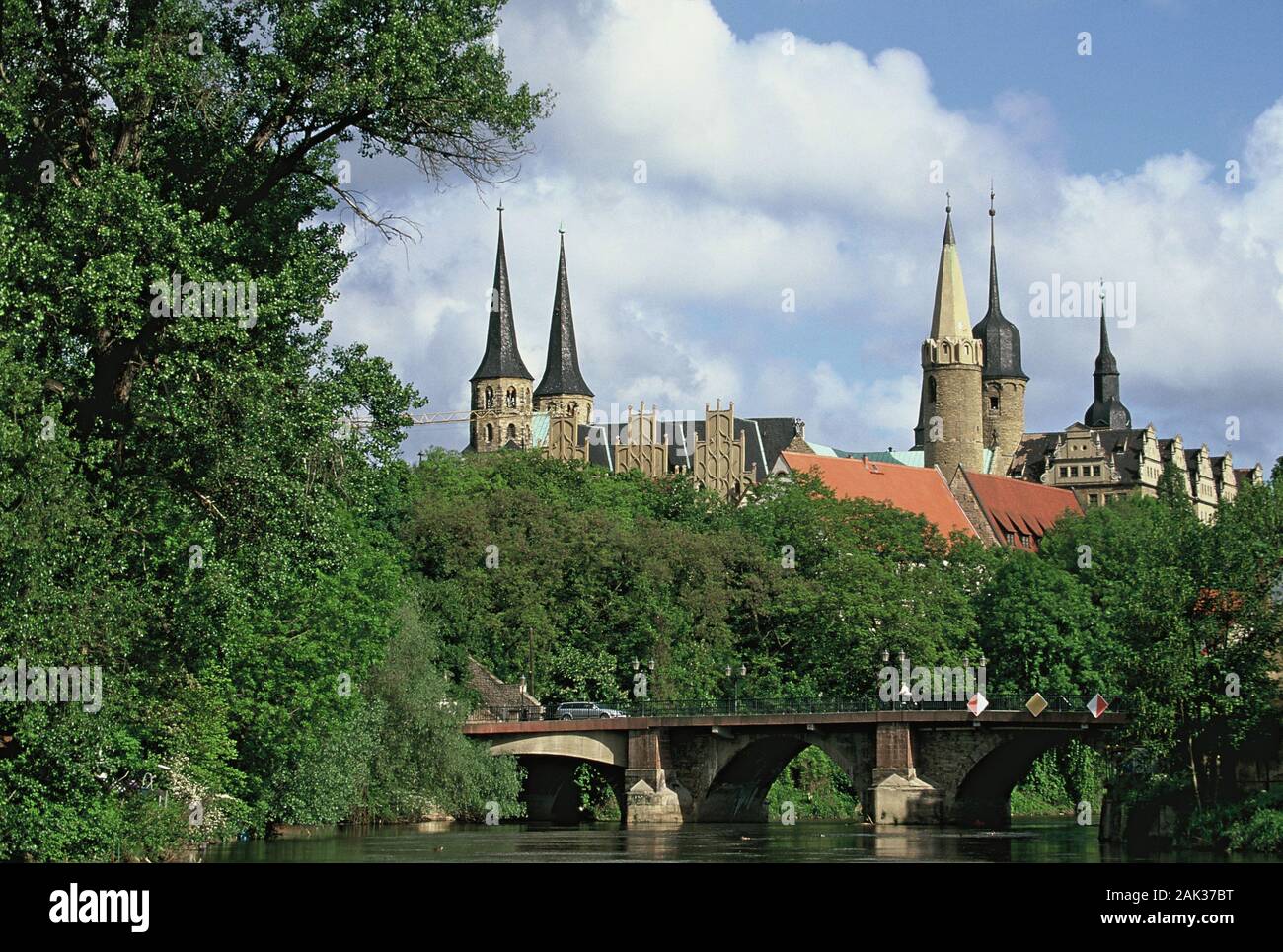 The towers of the cathedral and the castle of Merseburg characterize ...