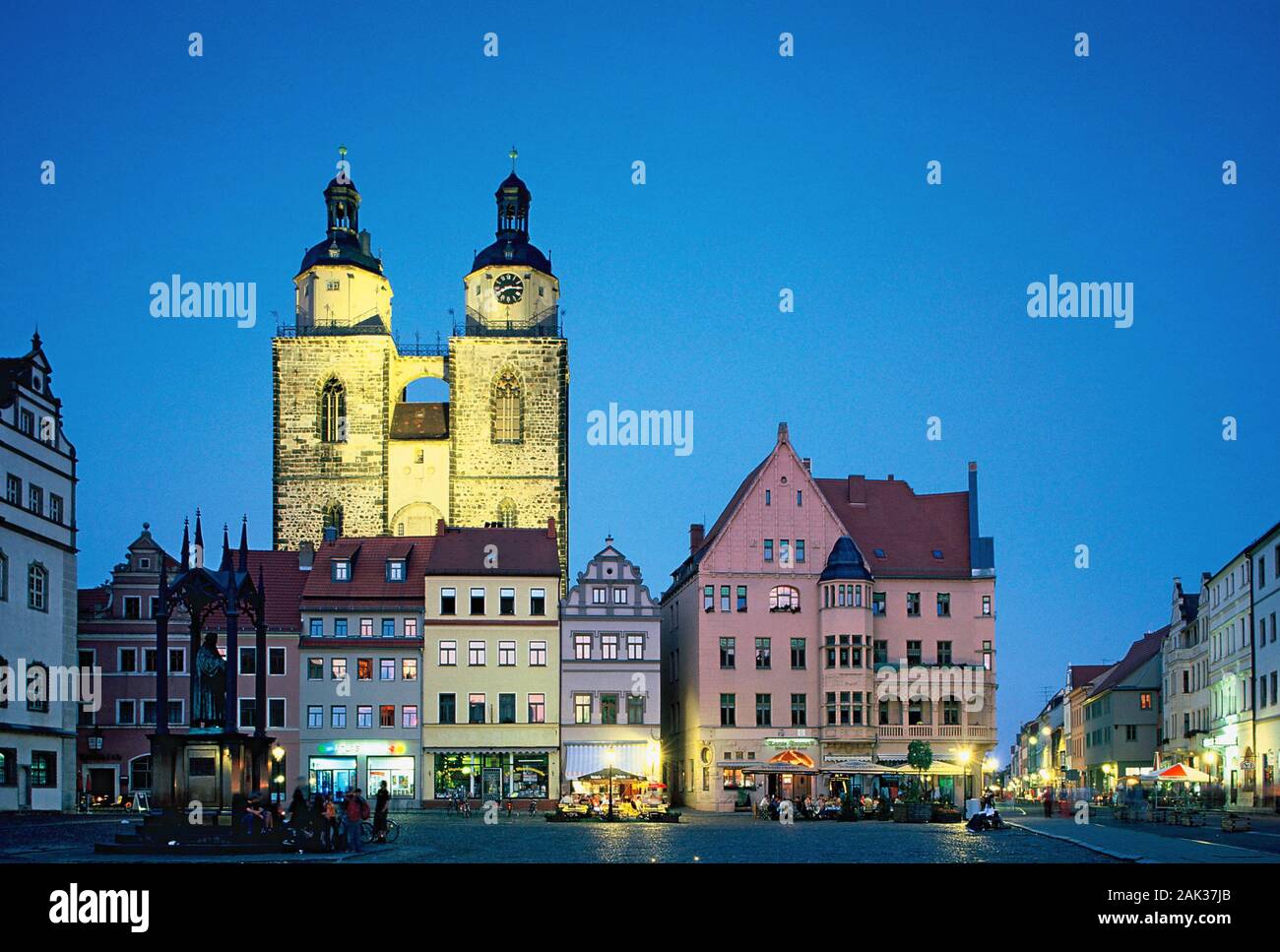 View of the market square and the Town's Church of St Mary in ...