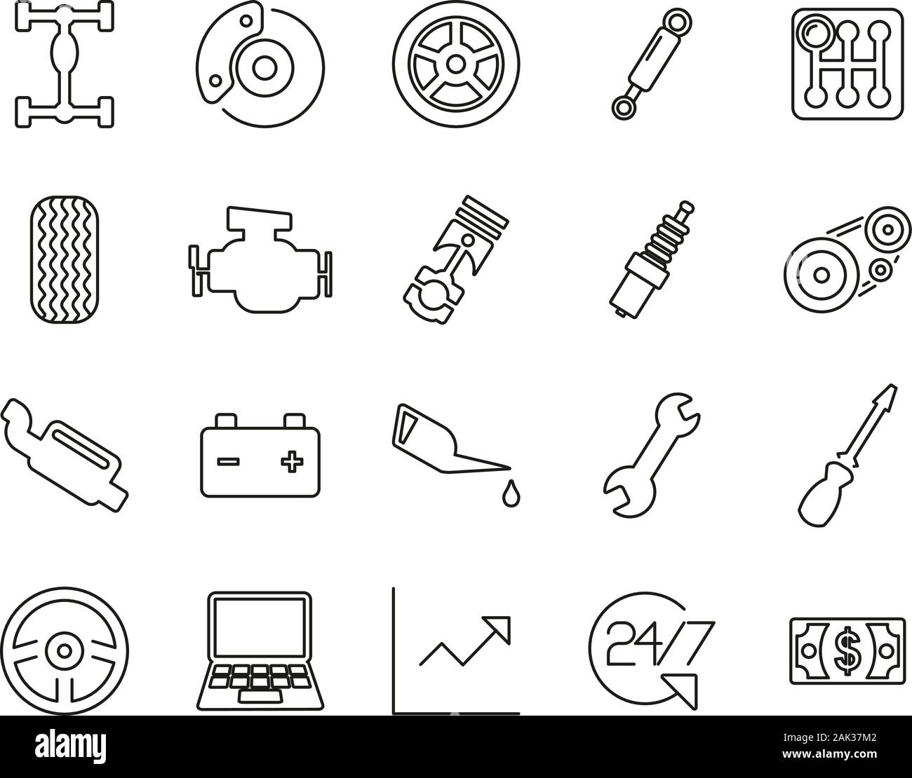 Black line car screwdriver wrench Stock Vector Images - Alamy