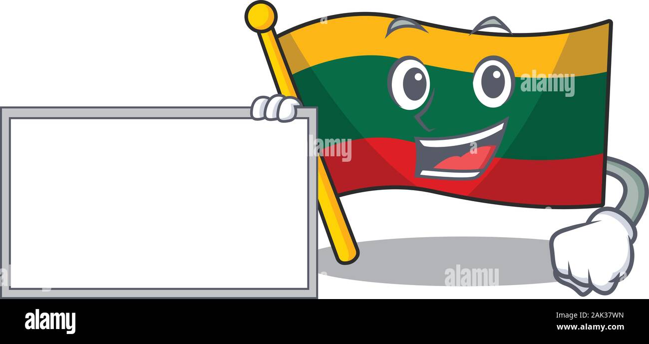 Funny flag lithuania cartoon character design style with board Stock ...