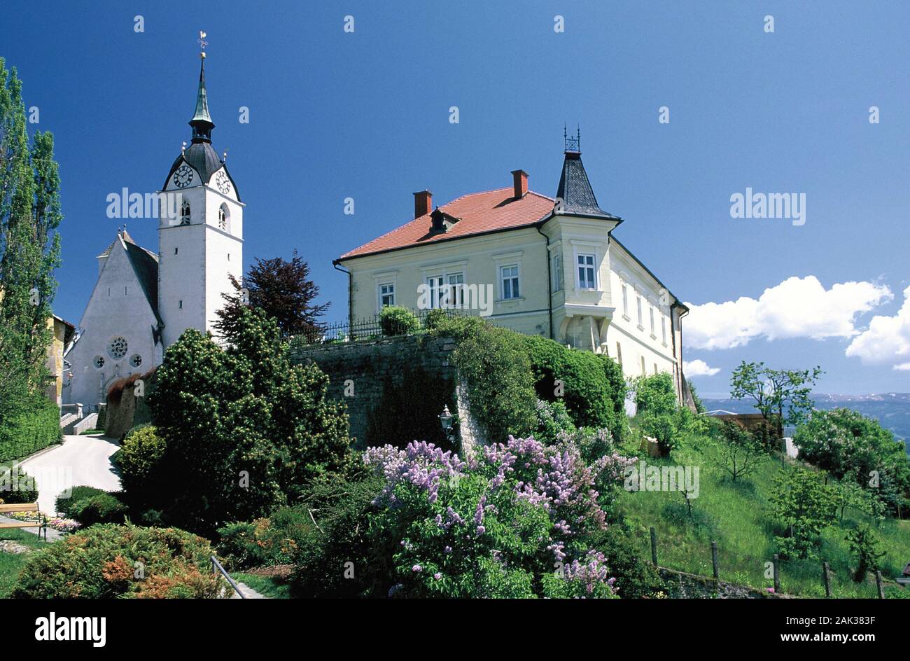 View of Althofen, Austria, with its restored, historical town-centre ...