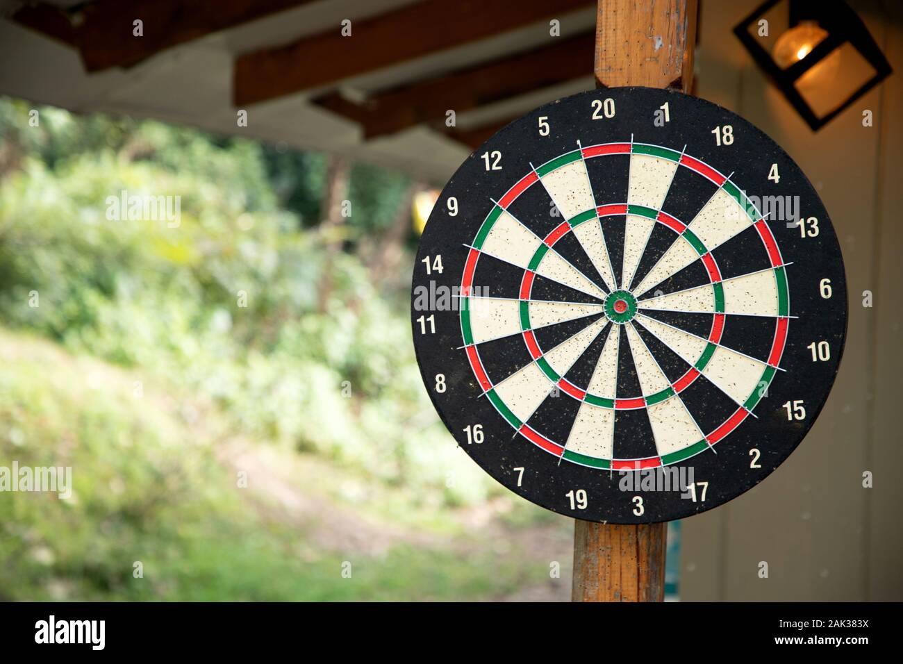Dart board in Ground without darts on it with side spacing Stock Photo ...