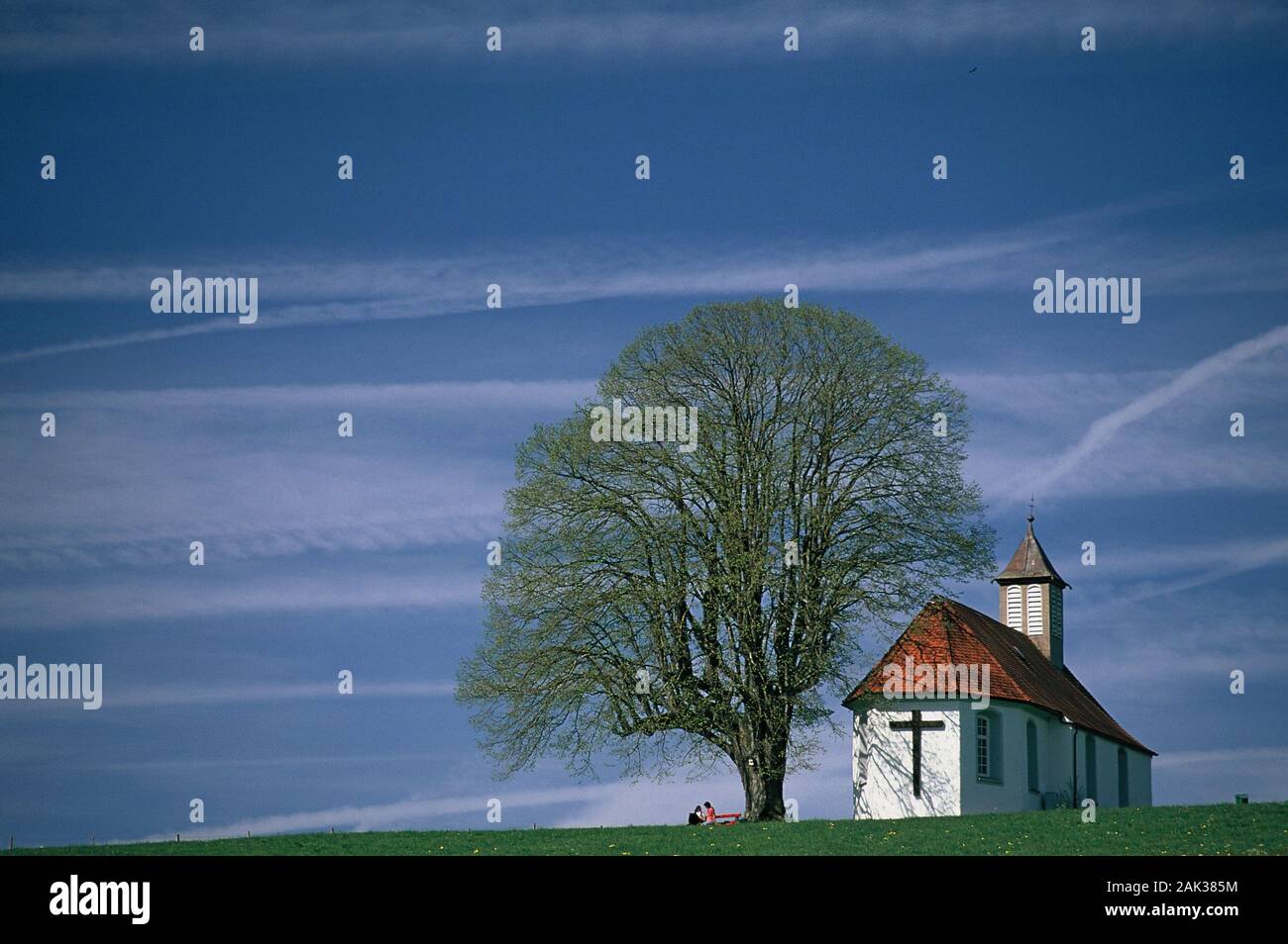 From the Heiligkreuz Chapel in Amtzell one has a great view to the ...