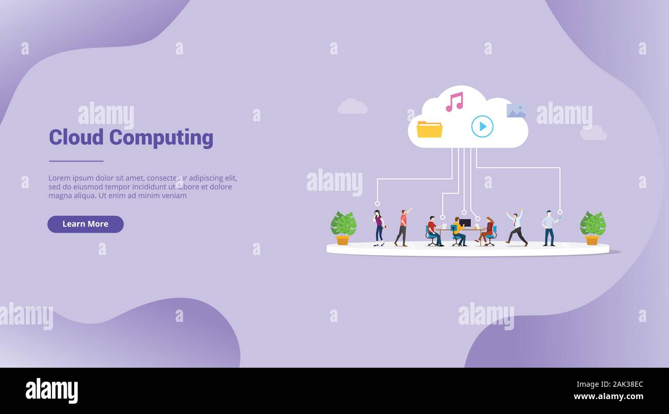 cloud computing technology file saving for website template or landing ...