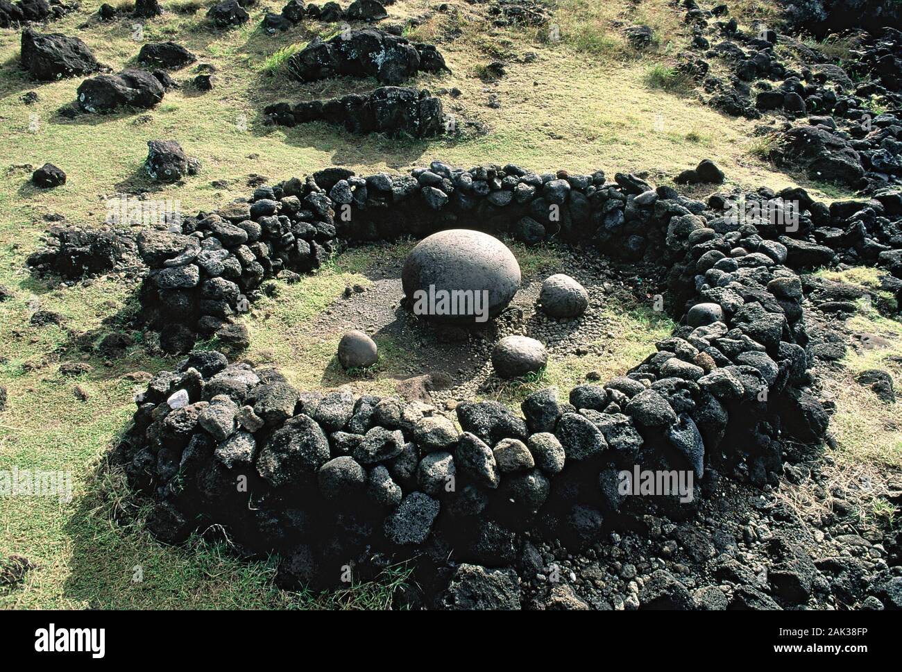 A circle of stones is surrounding a larger round stone on the Easter ...