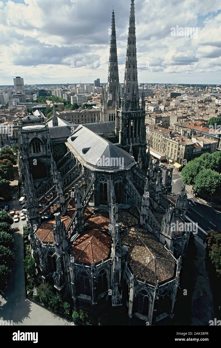 View of the cathedral Saint Andre in Bordeaux, France. The Gothic ...