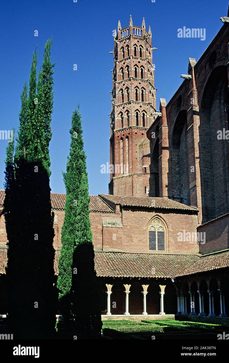 View of the octagonal tower and the cloister of the gothic Dominican ...