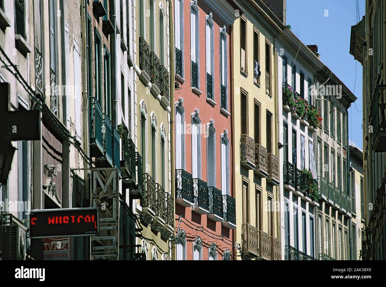 Colourful facades in the Old Town of Perpignan, France.(undated picture ...