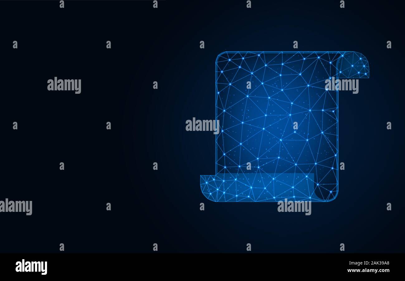 Paper scroll low poly design, wireframe mesh polygonal vector ...