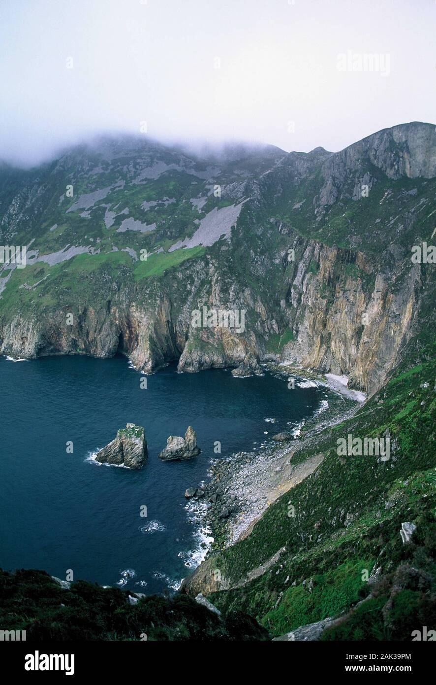 View of the cliffs of the Slieve League in the north of Ireland. They ...