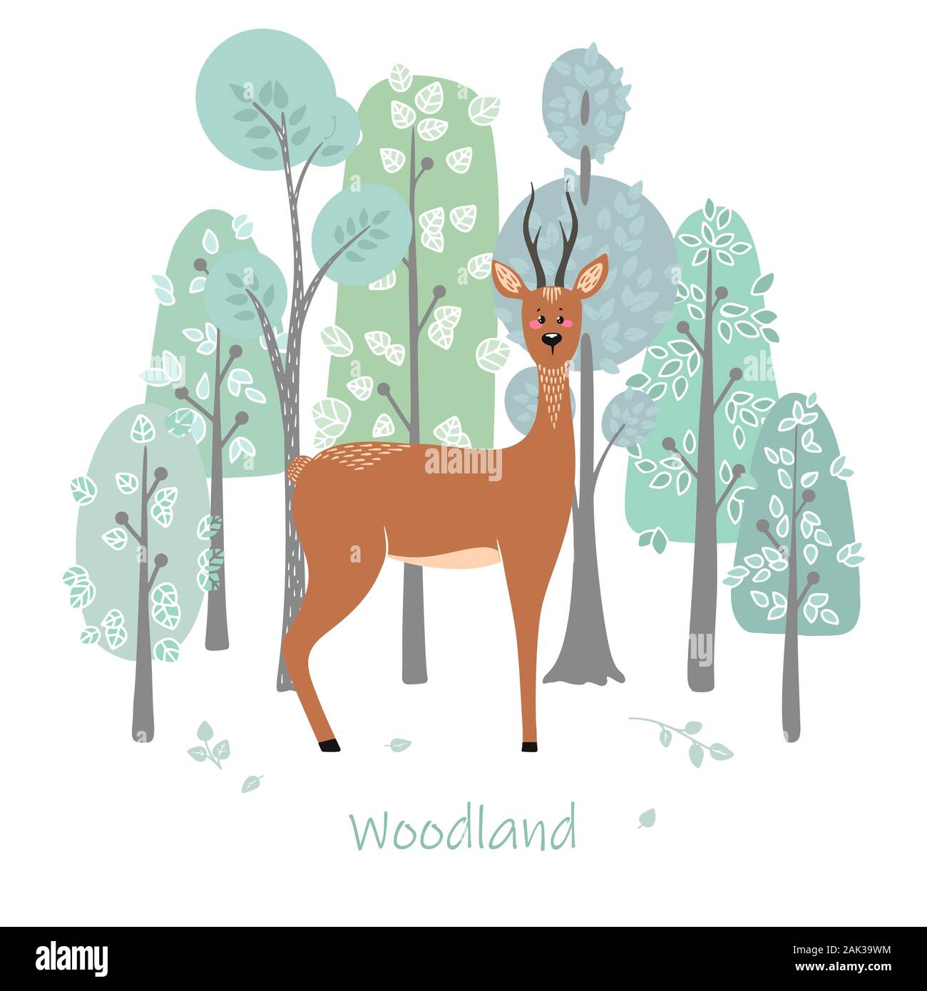 Cute deer, doe, roe deer on the background of a tree, plant, bush ...