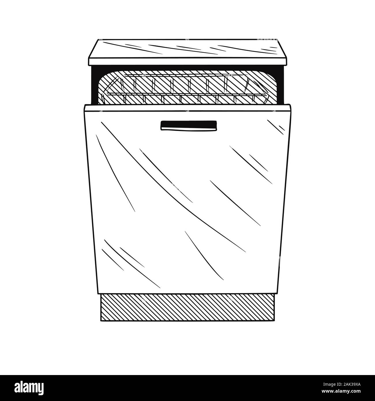 Dishwasher isolated on white background. Vector illustration of a ...