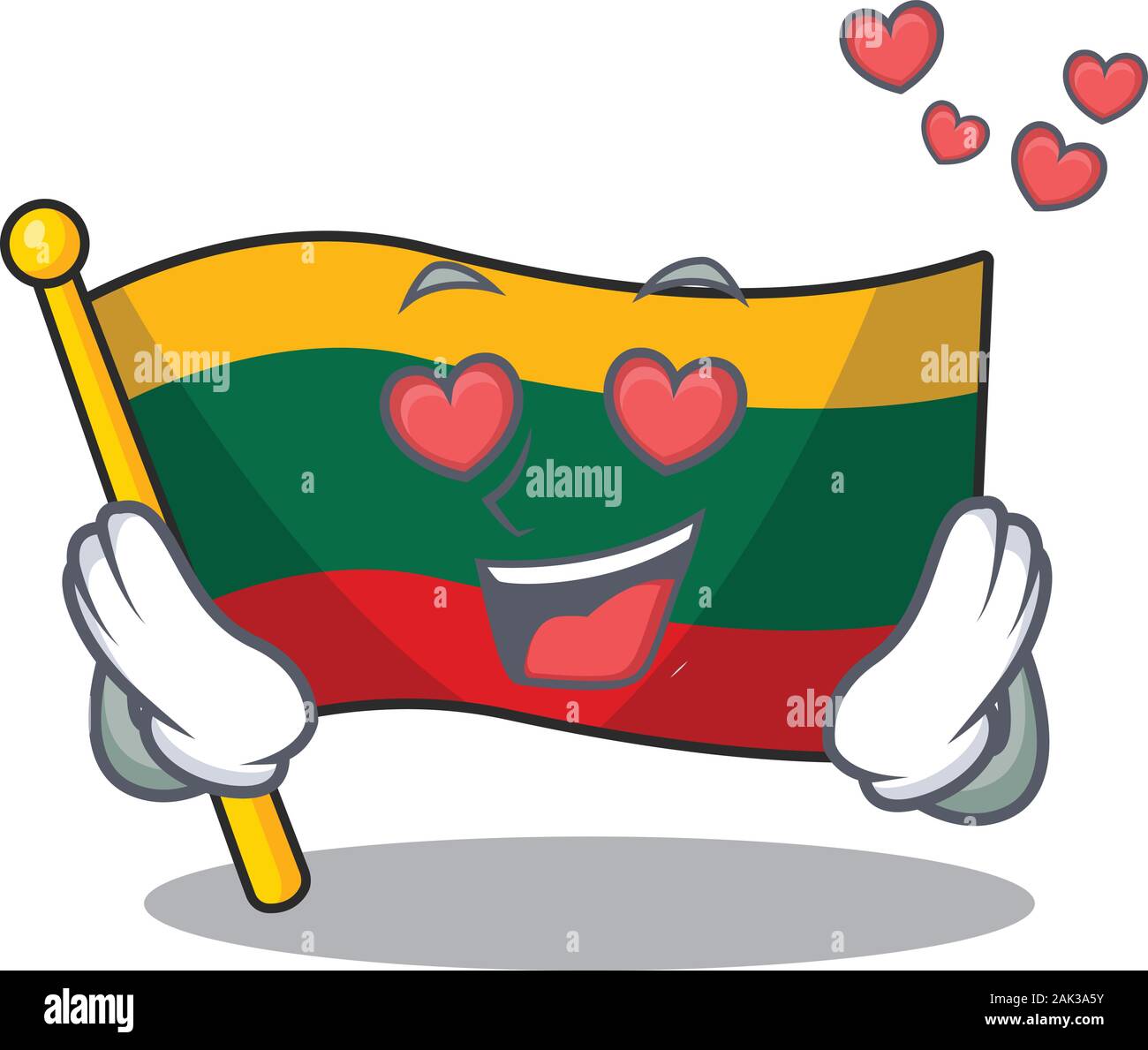 falling in love cute flag lithuania cartoon character design Stock ...