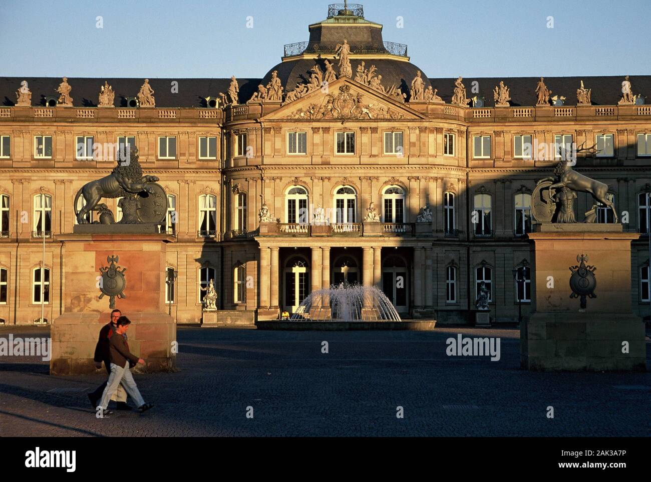 View of the New Castle in Stuttgart. The triple-leafed building was ...