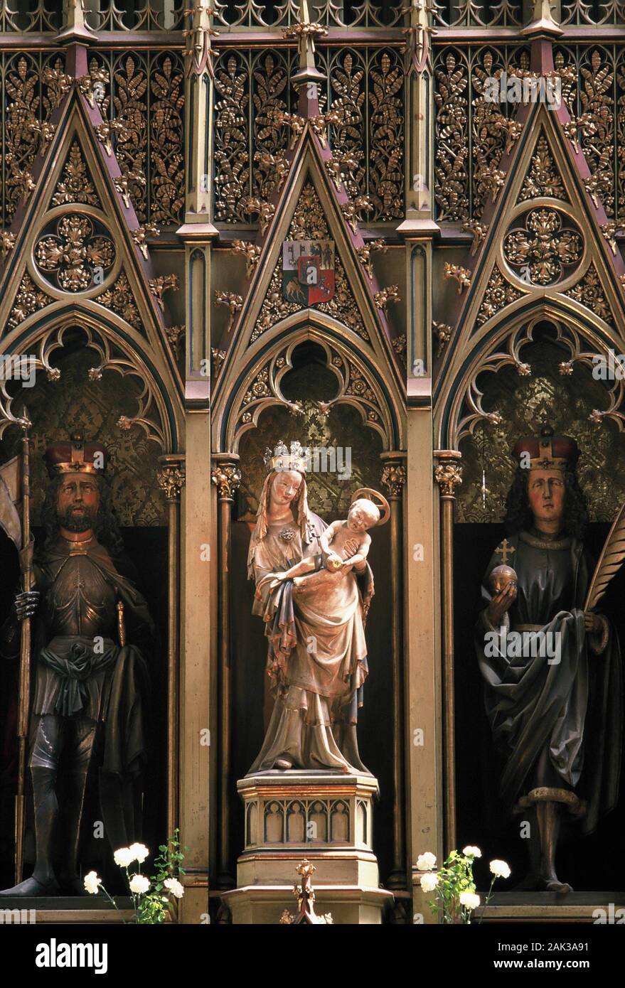 The famous Madonna of Plzen stands at the neo Gothic high altar in the ...