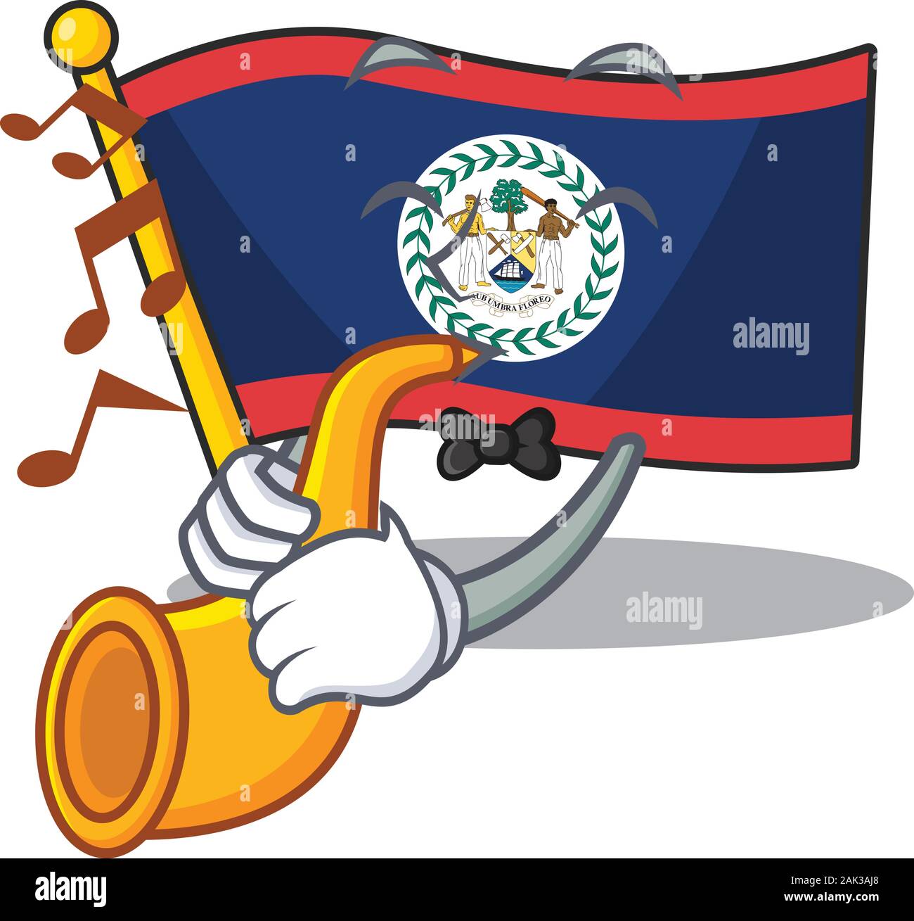 cartoon character style of flag belize performance with trumpet Stock ...