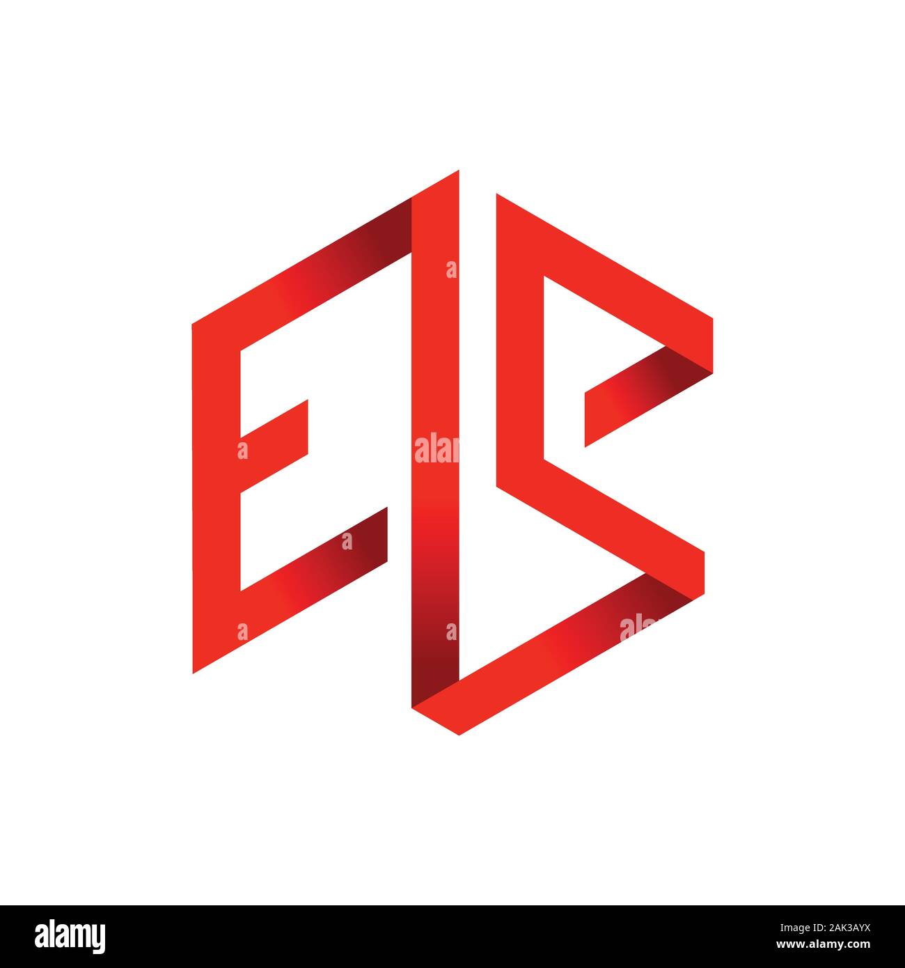 ES Initials Lettermark 3D Red Cube Frame Vector Symbol Graphic Logo ...