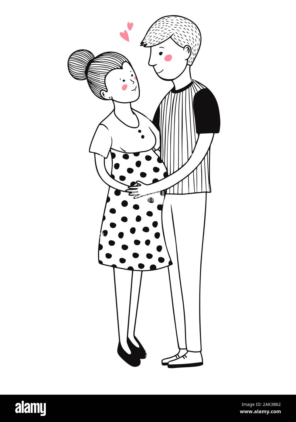 Happy family. Man hugs a pregnant woman. Vector Stock Vector Image ...