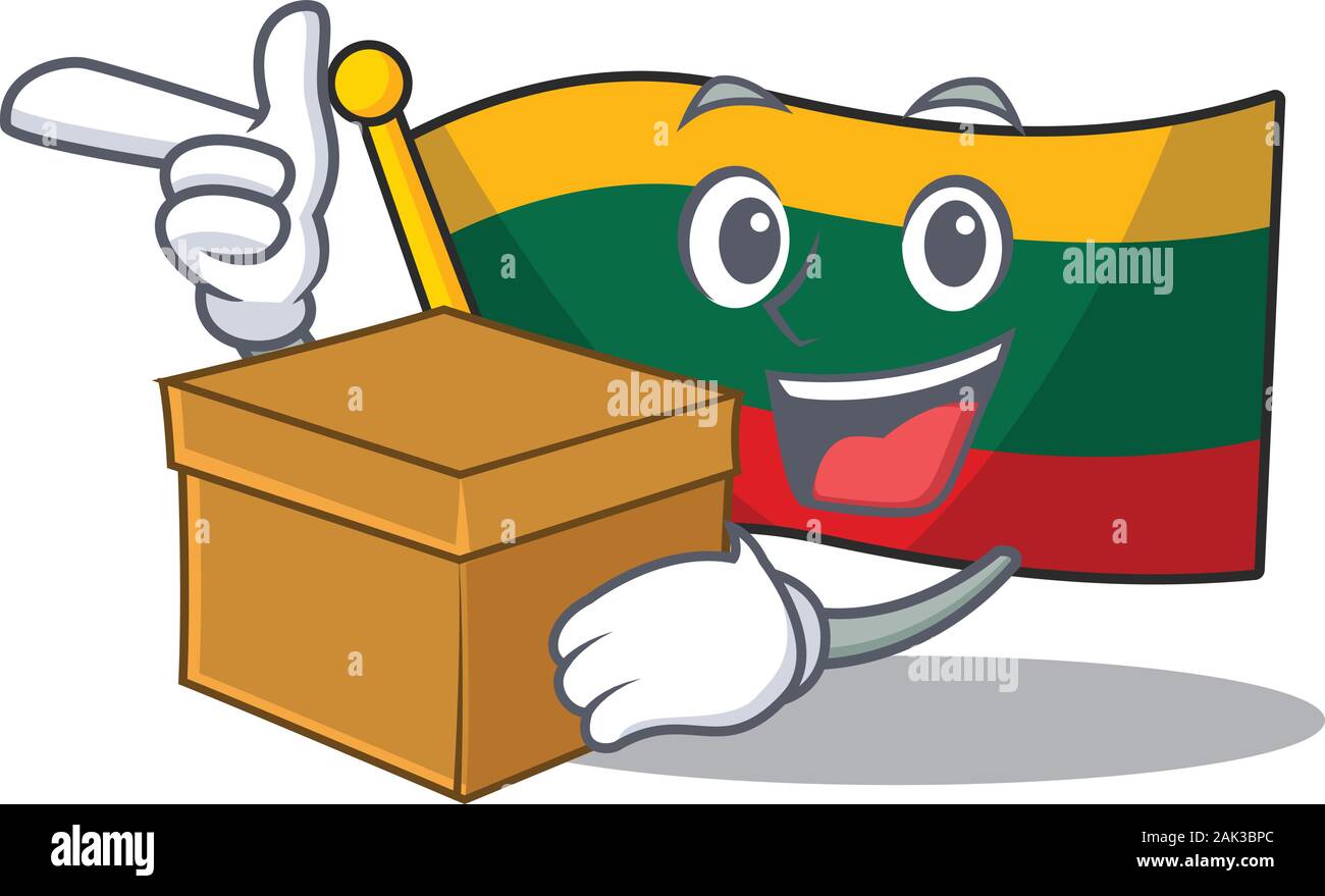 Cute flag lithuania cartoon character having a box Stock Vector Image ...