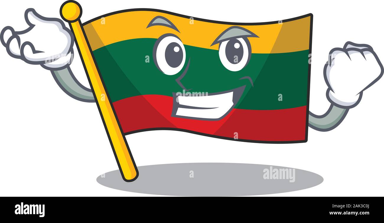 Happy confident Successful flag lithuania cartoon character style Stock ...