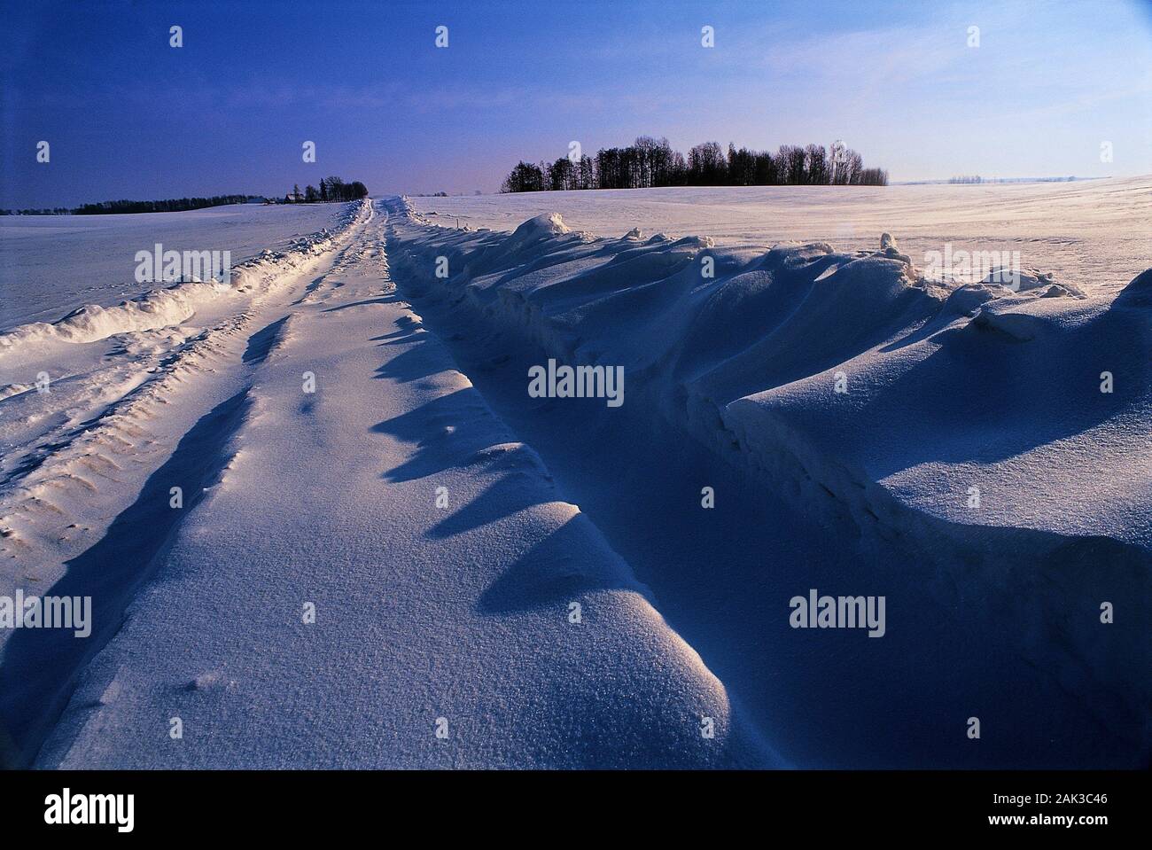 Wide winter landscape near Mikolajki in Masuria, Poland. (undated ...