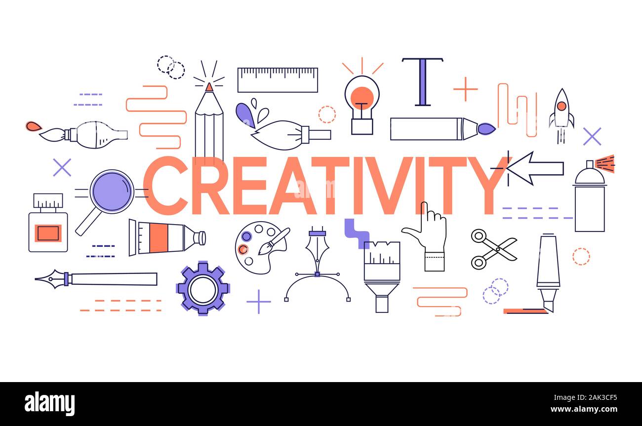 Template with elements and signs in modern simple linear style for ...