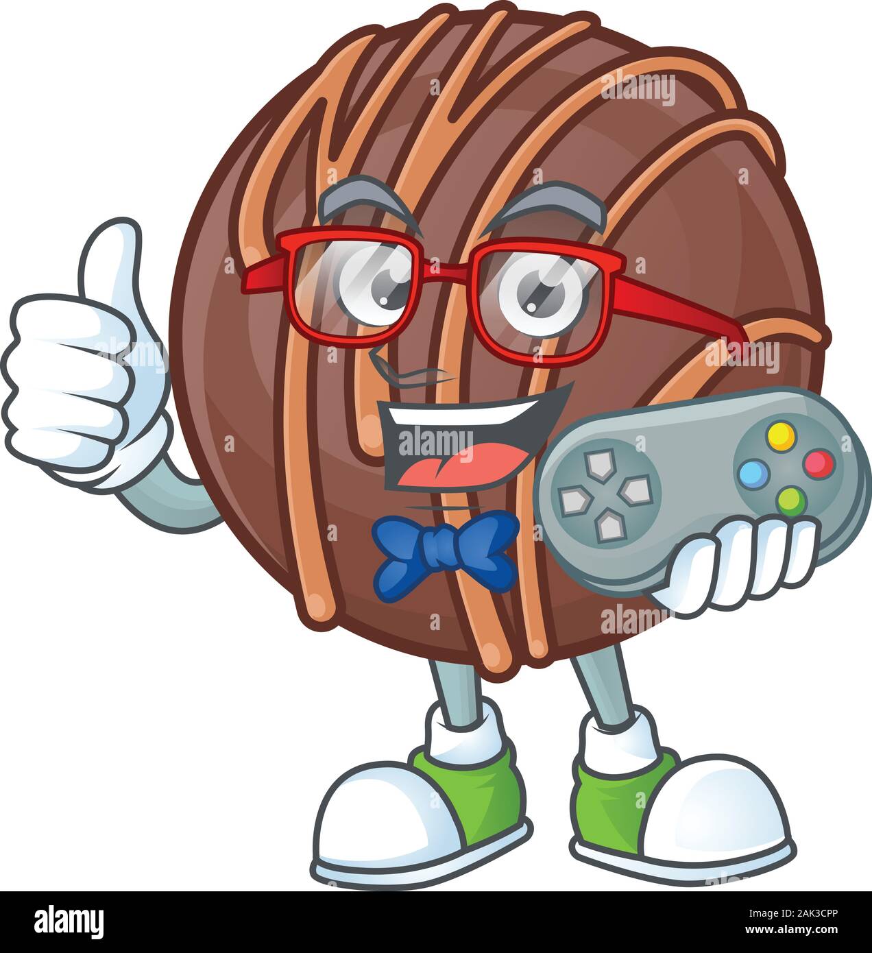 Smiley gamer chocolate praline ball cartoon mascot style Stock Vector ...