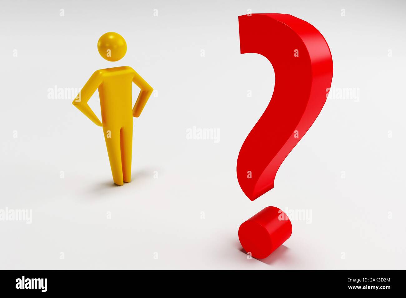 3d gold businessman opposite a question mark. Man business concept. 3d ...