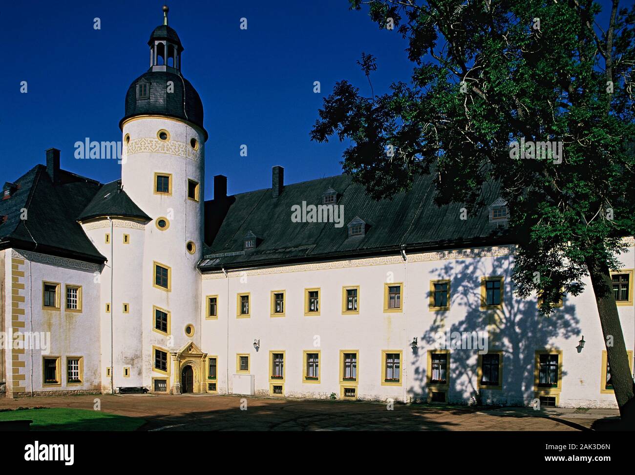 View of Frauenstein Castle in Frauenstein in the Ore Mountains. It was ...