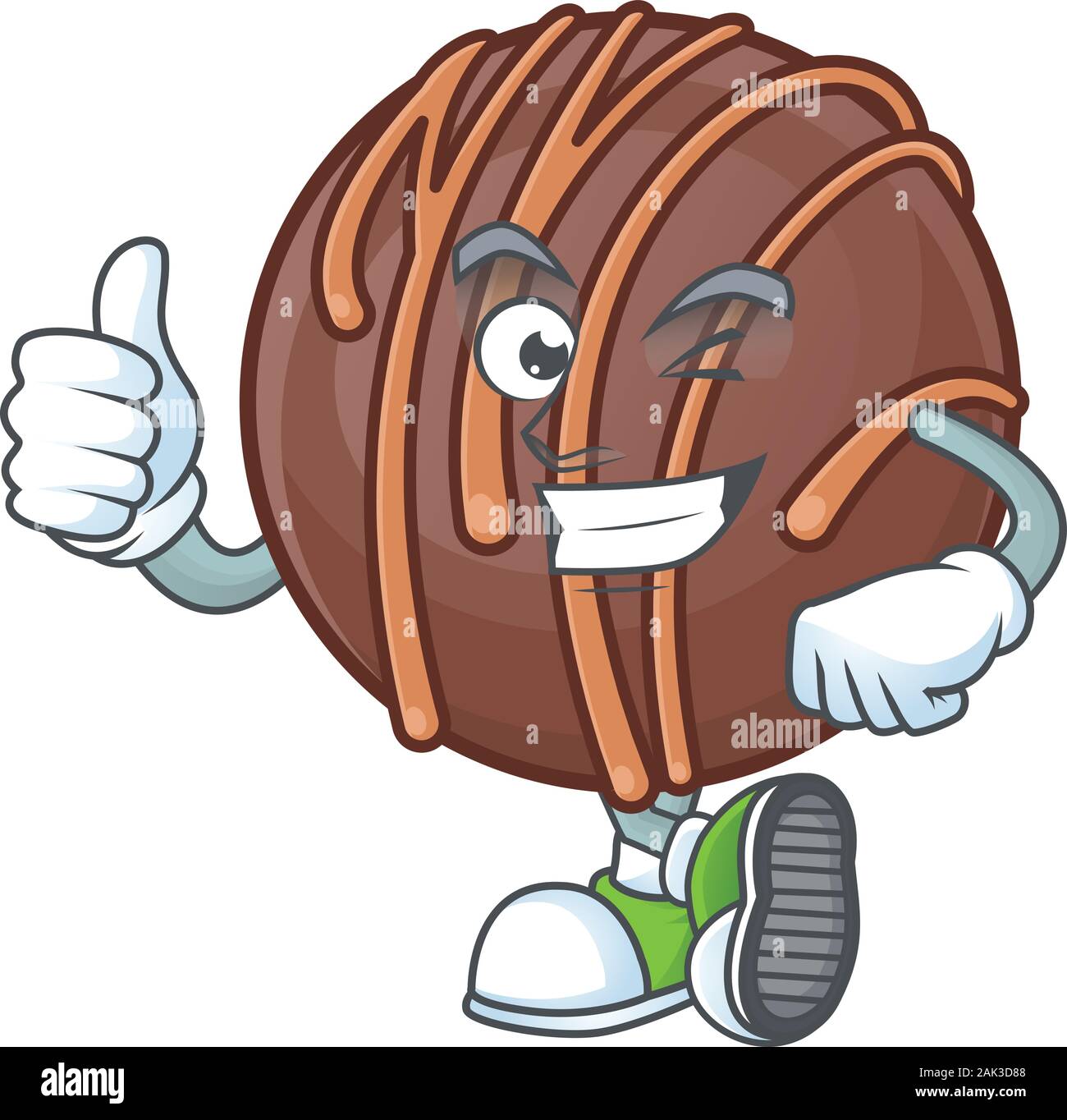 An icon of chocolate praline ball making Thumbs up gesture Stock Vector ...