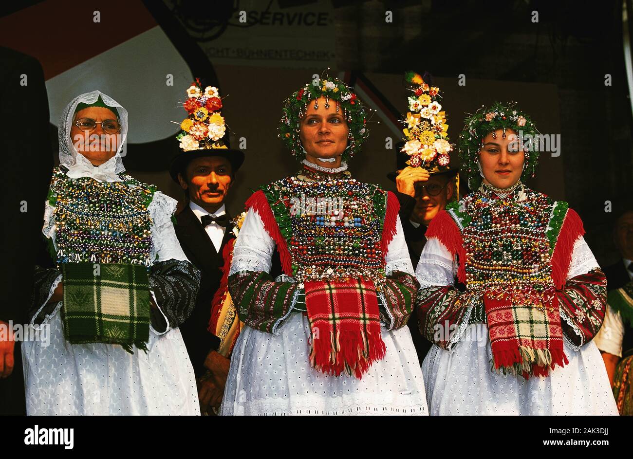 Traditional dressed Sorbian women during the millenium of Bautzen in ...